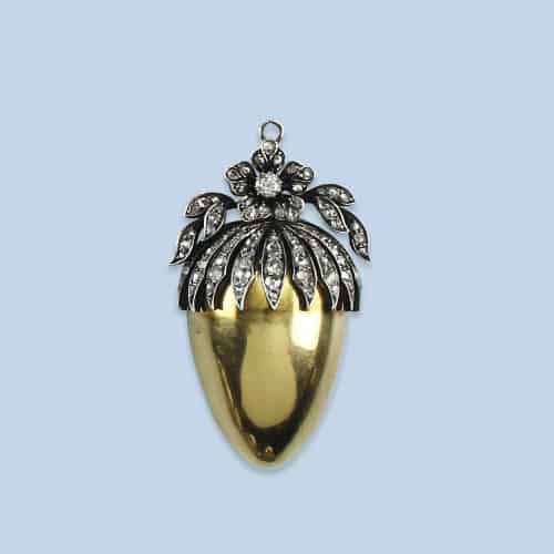 Victorian_Gold_Diamond_Acorn_Pendant | Antique Jewelry University