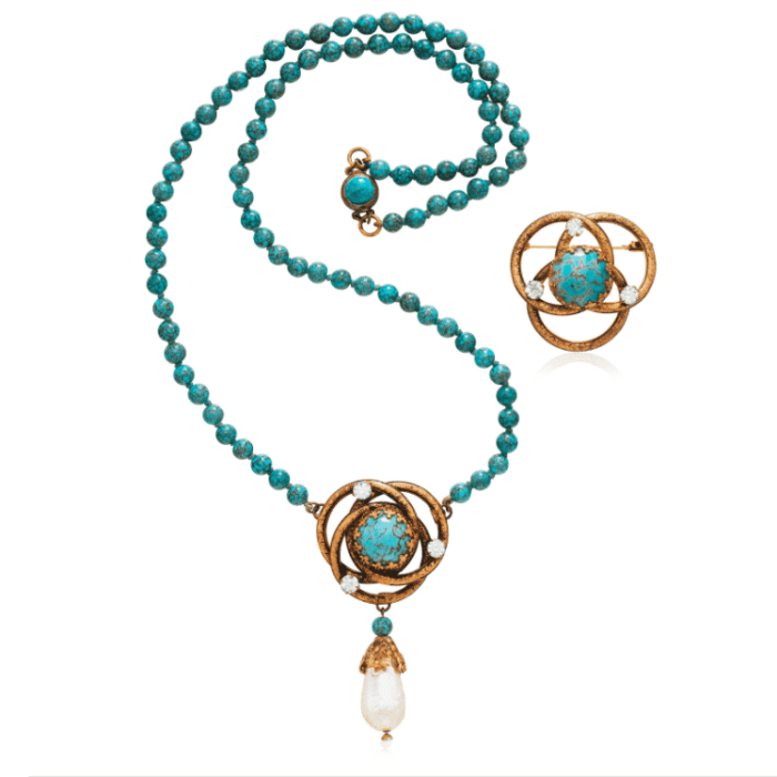 Coco Chanel Faux Pearl, Turquoise and Rhinestone Necklace. Photo ...