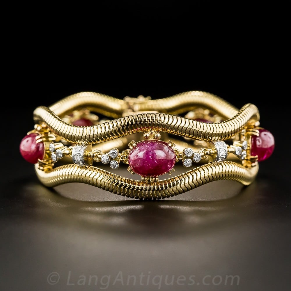 Retro Burmese Ruby and Diamond Bracelet. – Antique Jewelry University