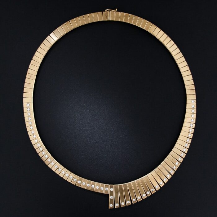 Italian Mid-Century Diamond Fan Necklace. – Lang Antique