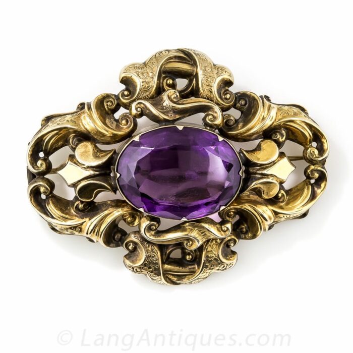 Early Victorian Amethyst Brooch. – Antique Jewelry University